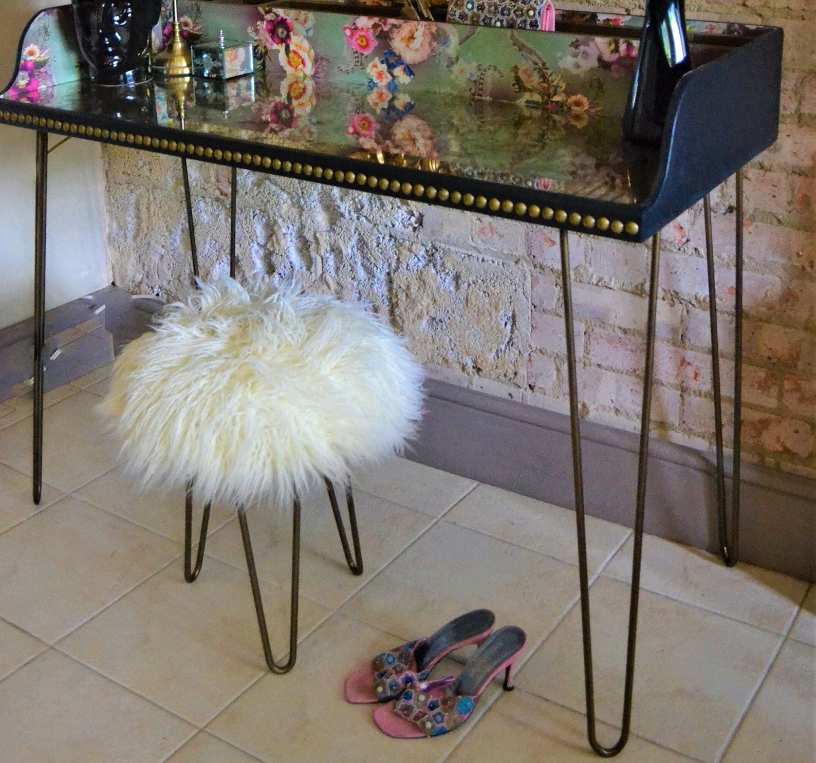 Bespoke Upcycled Furniture Decoupaged Dressing Table With an Antiqued ...