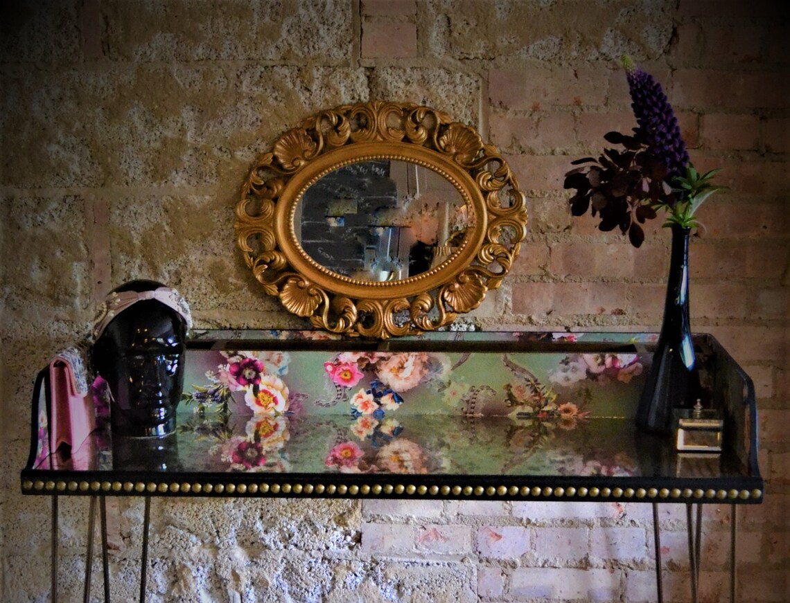 Bespoke Upcycled Furniture Decoupaged Dressing Table With an Antiqued ...