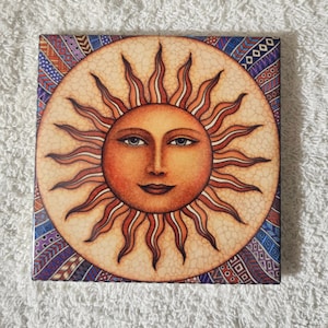 Glossy Accent Piece "extraordinary Sun" American Ceramic Tile 4.25X4.25 ...