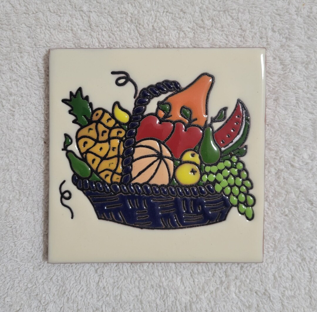 Glossy Raised Texture "cornucopia" Mexican Talavera Tile 4.25X4.25 - Etsy