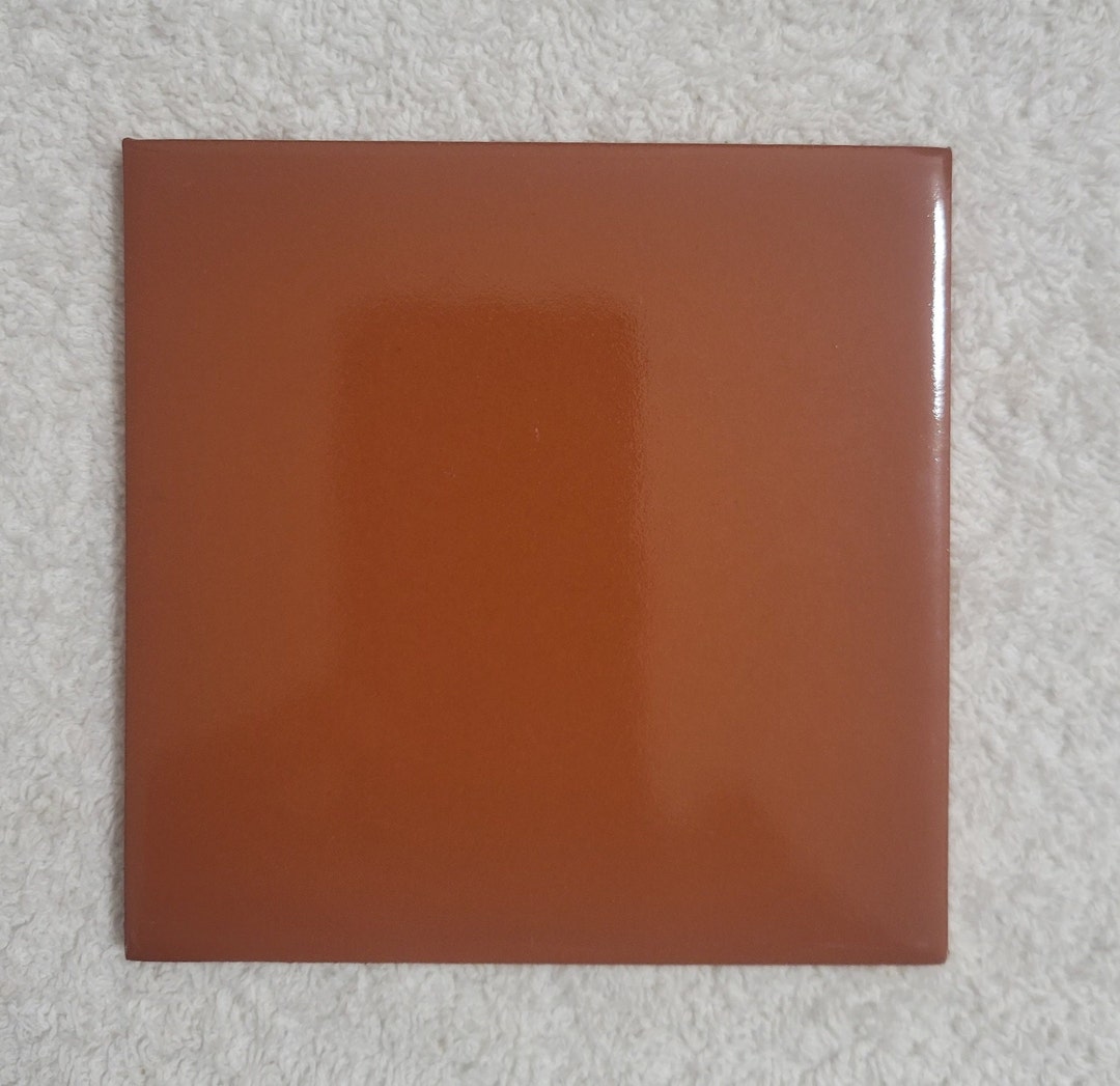 Glossy Solid Terracotta Brown Mexican Talavera Ceramic Tile 4.25X4.25 ...