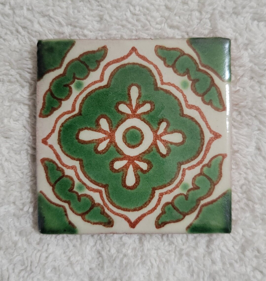 Glossy "green Fiesta" Mexican Talavera Ceramic Tiles 2x2 - Etsy