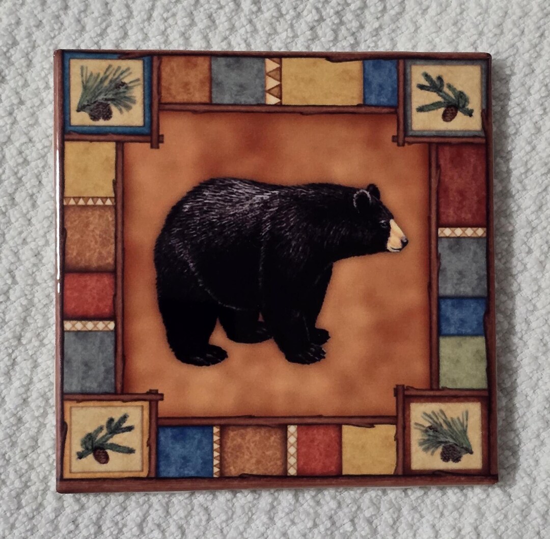 Glossy Accent Piece Black Bear American Ceramic Tile 4.25x4.25 - Etsy