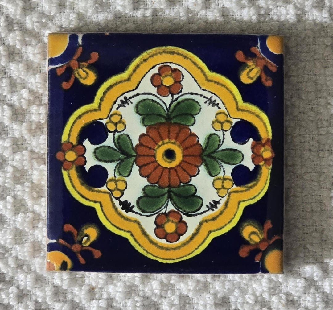 Glossy Yellow Petal Surprise Mexican Talavera Ceramic Tiles 2x2 - Etsy