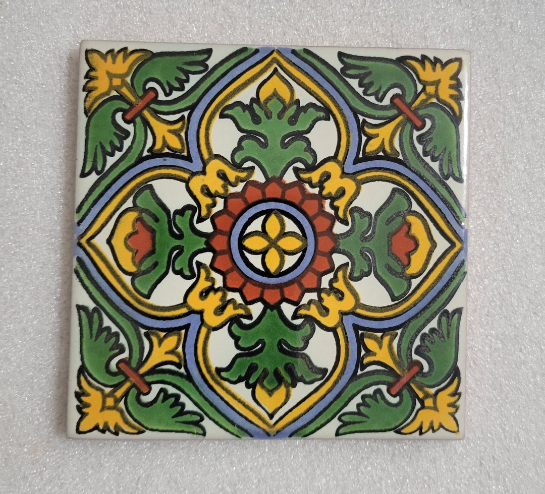 Glossy "green Yellow Rose" Mexican Talavera Ceramic Tiles 4.25x4.25 - Etsy