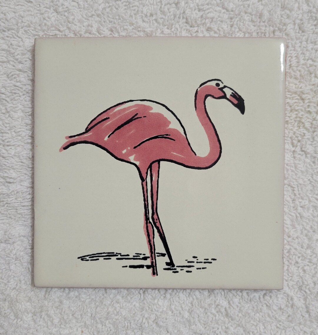 Glossy pink Flamingo Mexican Talavera Ceramic Tiles 4.25x4.25 - Etsy