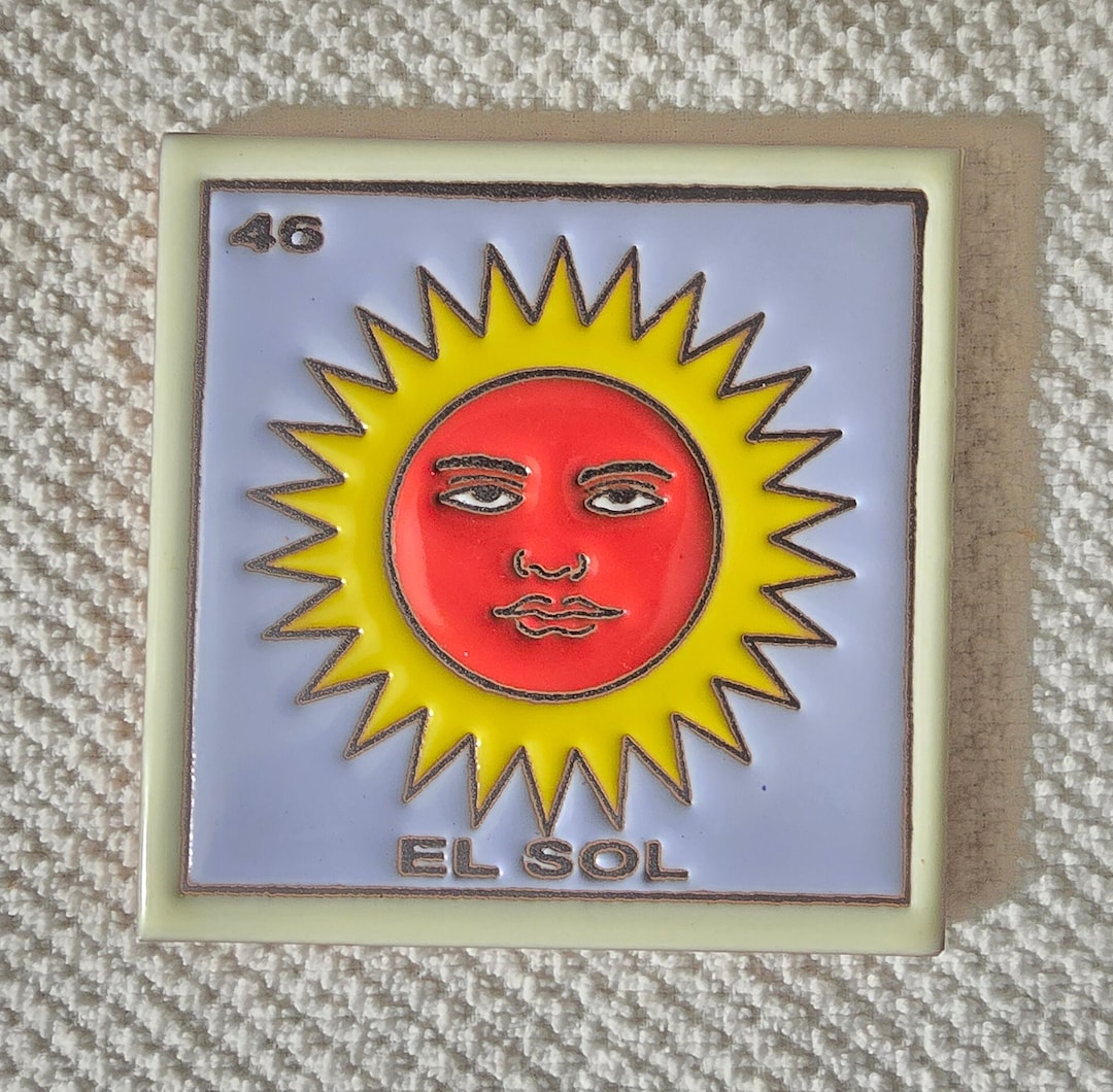 Glossy Raised Texture el Sol Loteria Tile Mexican Talavera Ceramic 4 ...
