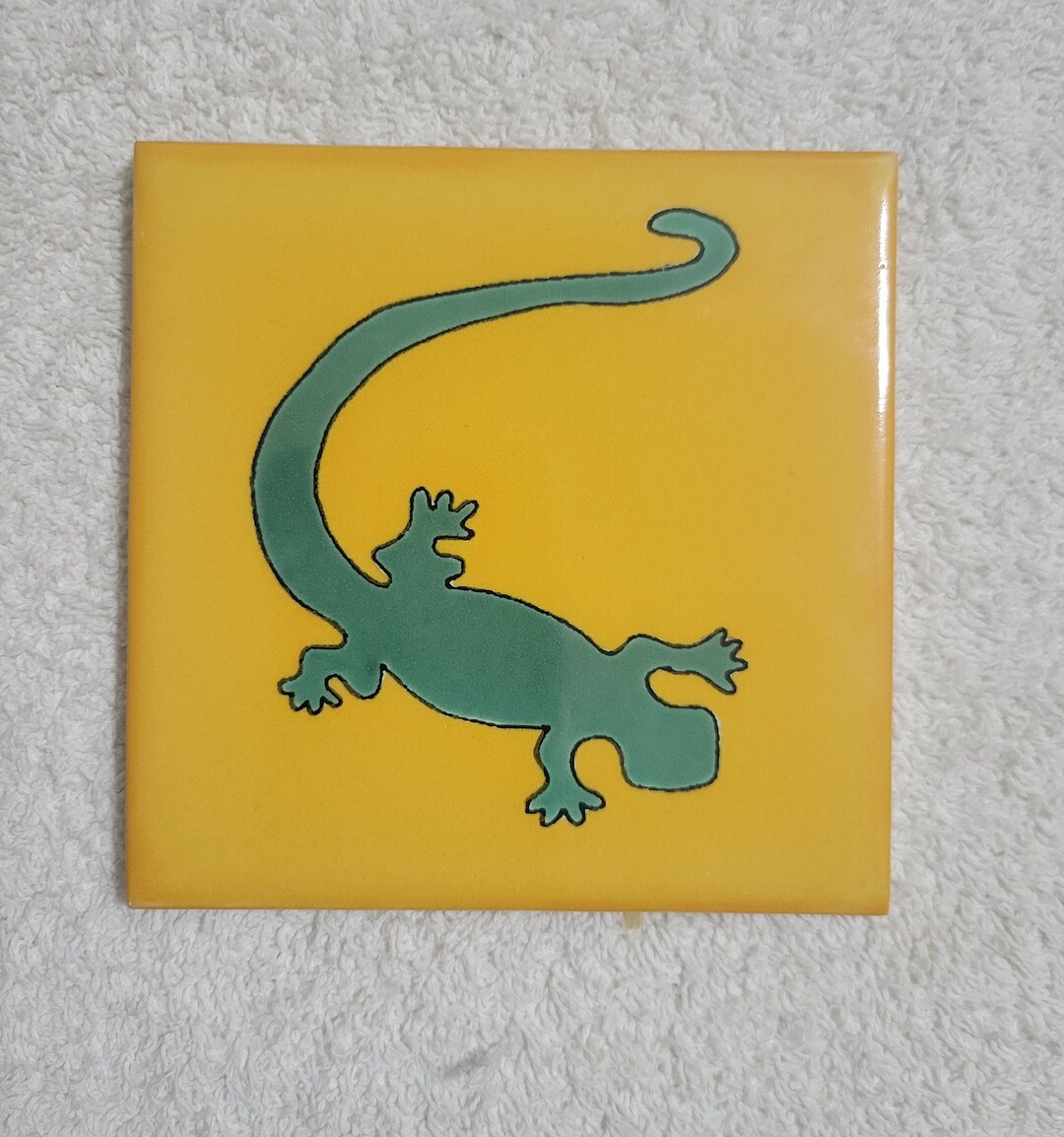 Glossy "yellow Green Lizard" Mexican Talavera Ceramic Tiles 4.25x4.25 ...