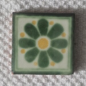 Glossy "green Daisy" Mexican Talavera Ceramic Tiles 2x2 - Etsy