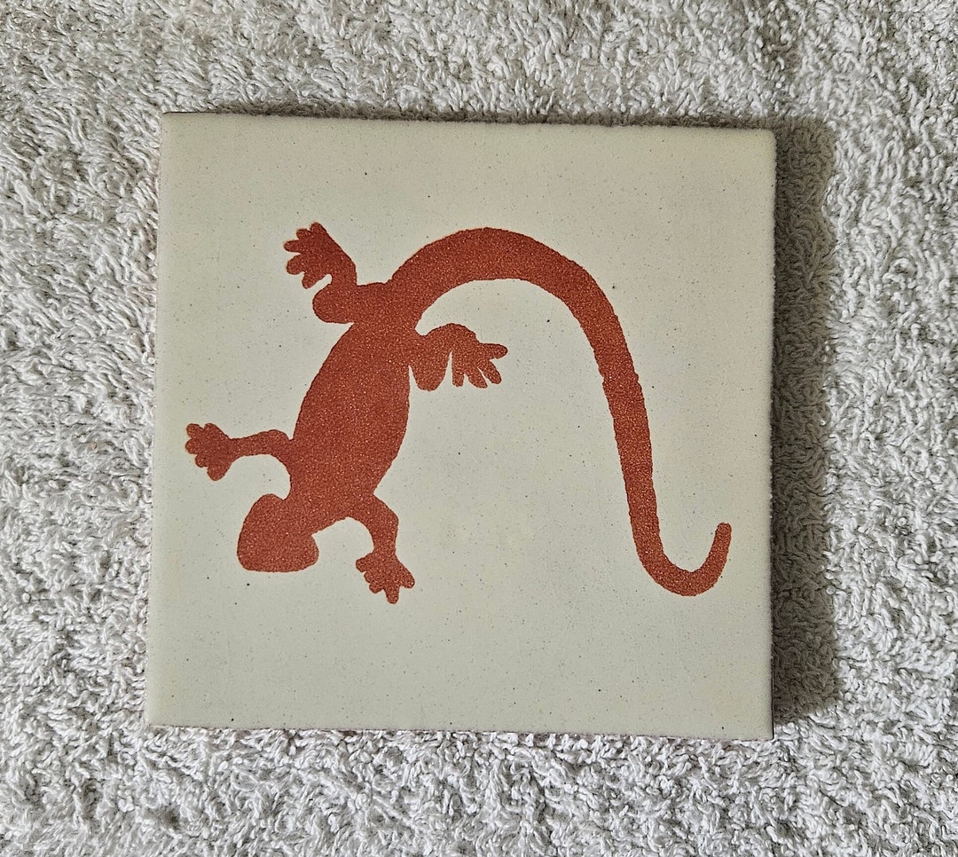 Glossy "white Terracotta Lizard" Mexican Talavera Ceramic Tiles 4.25x4 ...