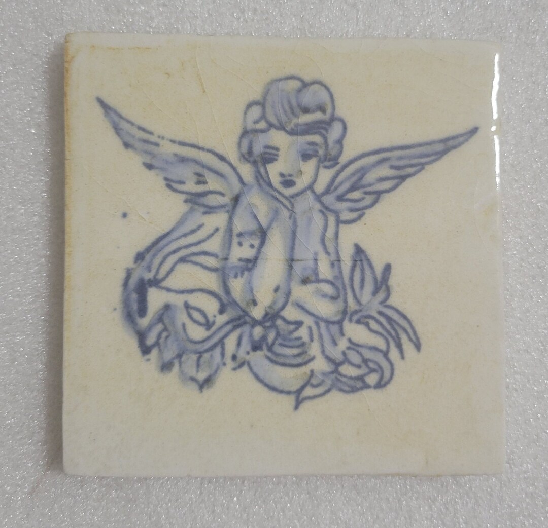 Glossy blue Guardian Angel Mexican Talavera - Etsy