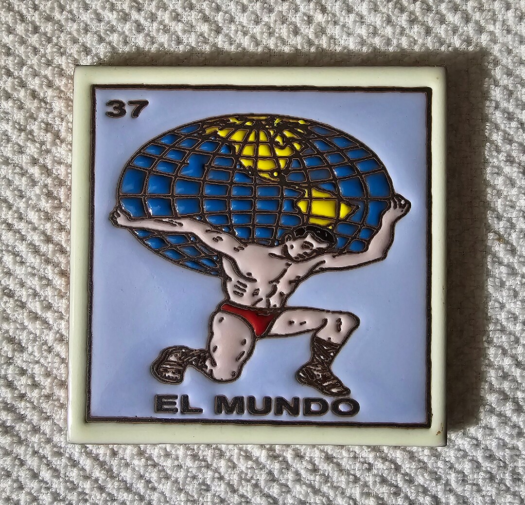 Glossy Raised Texture "el Mundo" Loteria Tile Mexican Talavera Ceramic ...