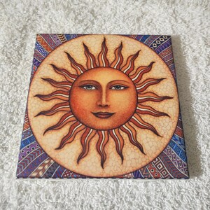 Glossy Accent Piece "extraordinary Sun" American Ceramic Tile 4.25X4.25 ...