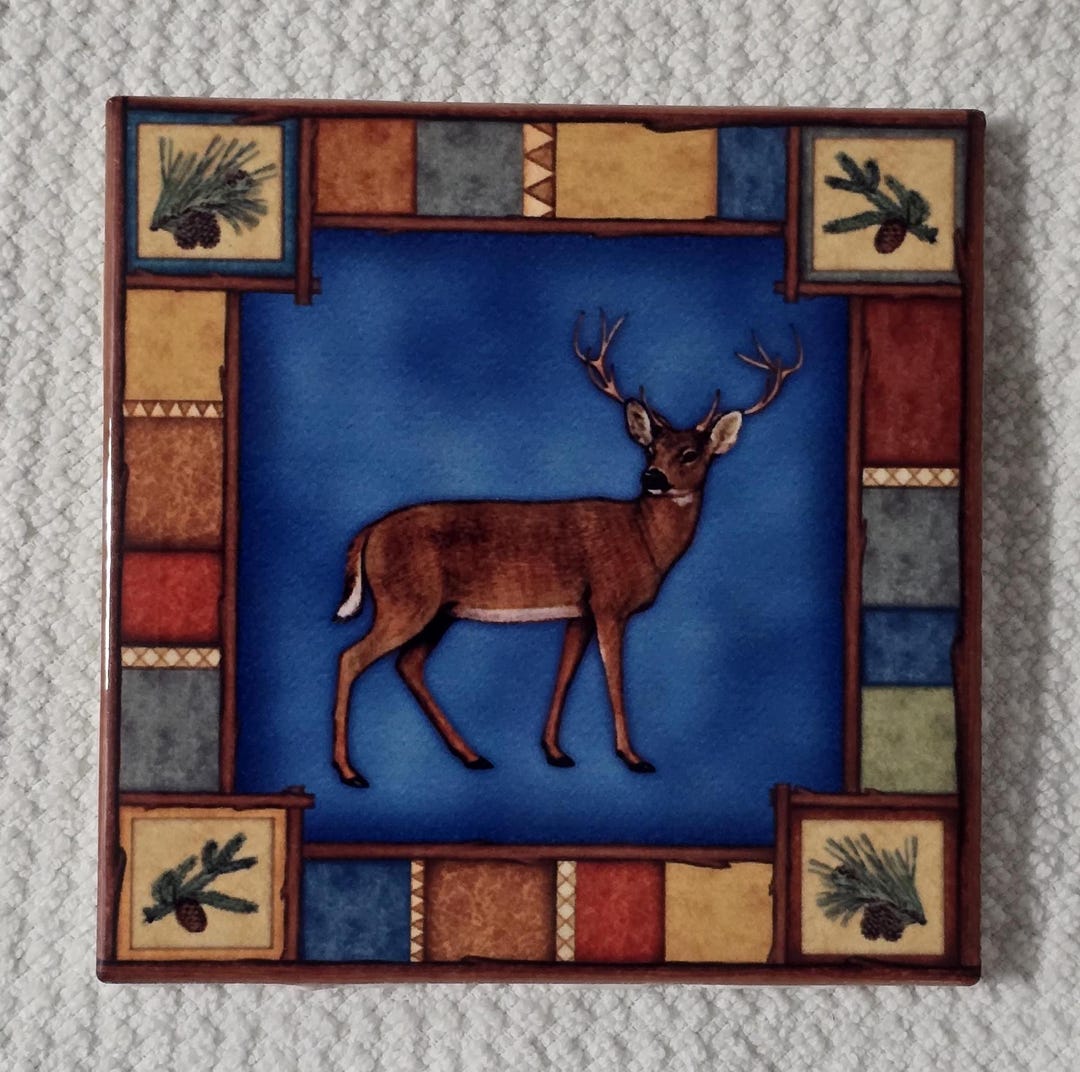 Glossy Accent Piece Wilderness Elk American Ceramic Tile 4.25x4.25 - Etsy