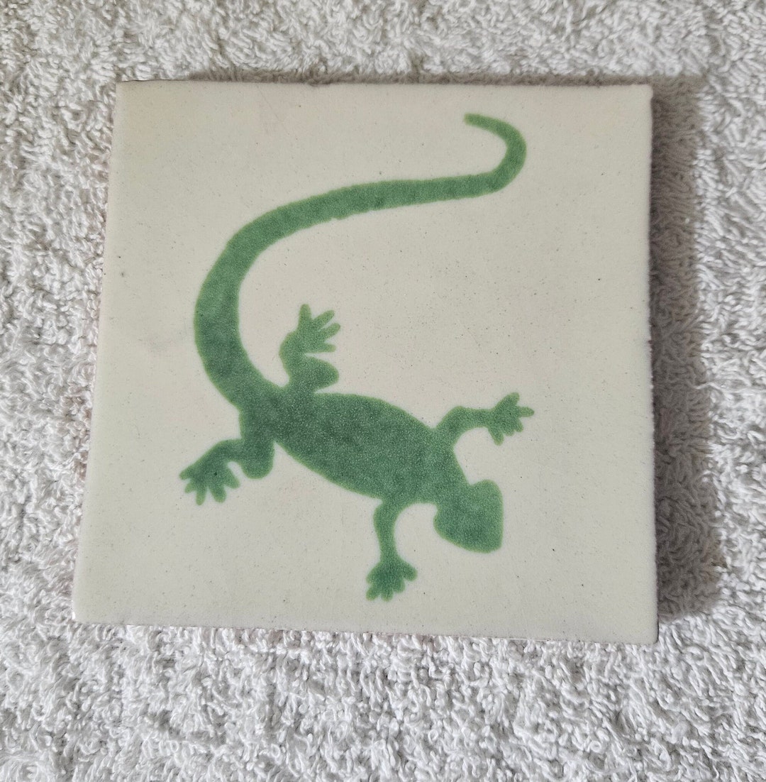 Glossy "lime Green Lizard" Mexican Talavera Ceramic Tiles 4.25x4.25 - Etsy