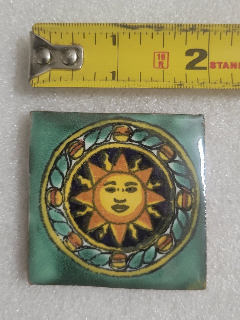 Glossy green Aztec Sun Mexican Talavera Ceramic - Etsy