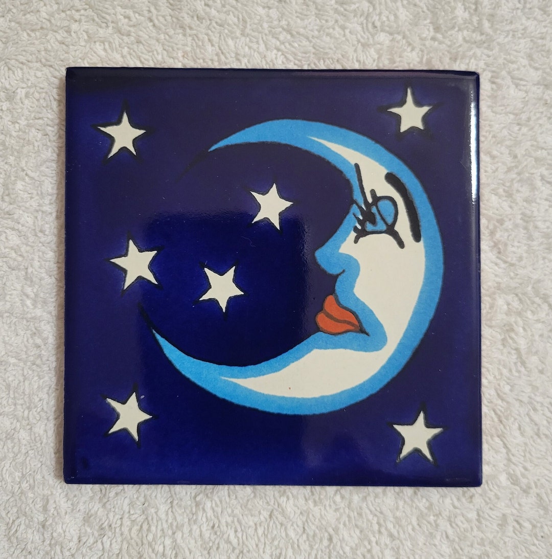 Glossy Blue Moon Over Miami Mexican Talavera Ceramic Tiles 4,25x4.25 - Etsy