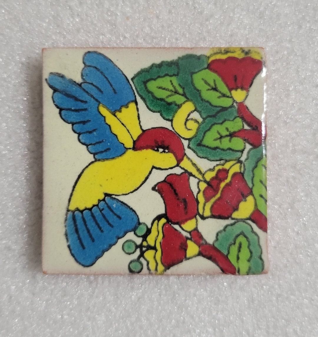 Glossy "colorful Hummingbird" Mexican Talavera Ceramic Tiles 2x2 - Etsy