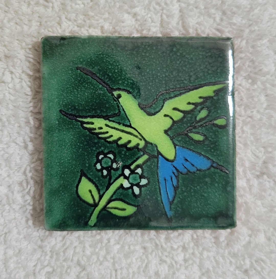Glossy Green Hummingbird Mexican Talavera Ceramic Tiles 2x2 - Etsy