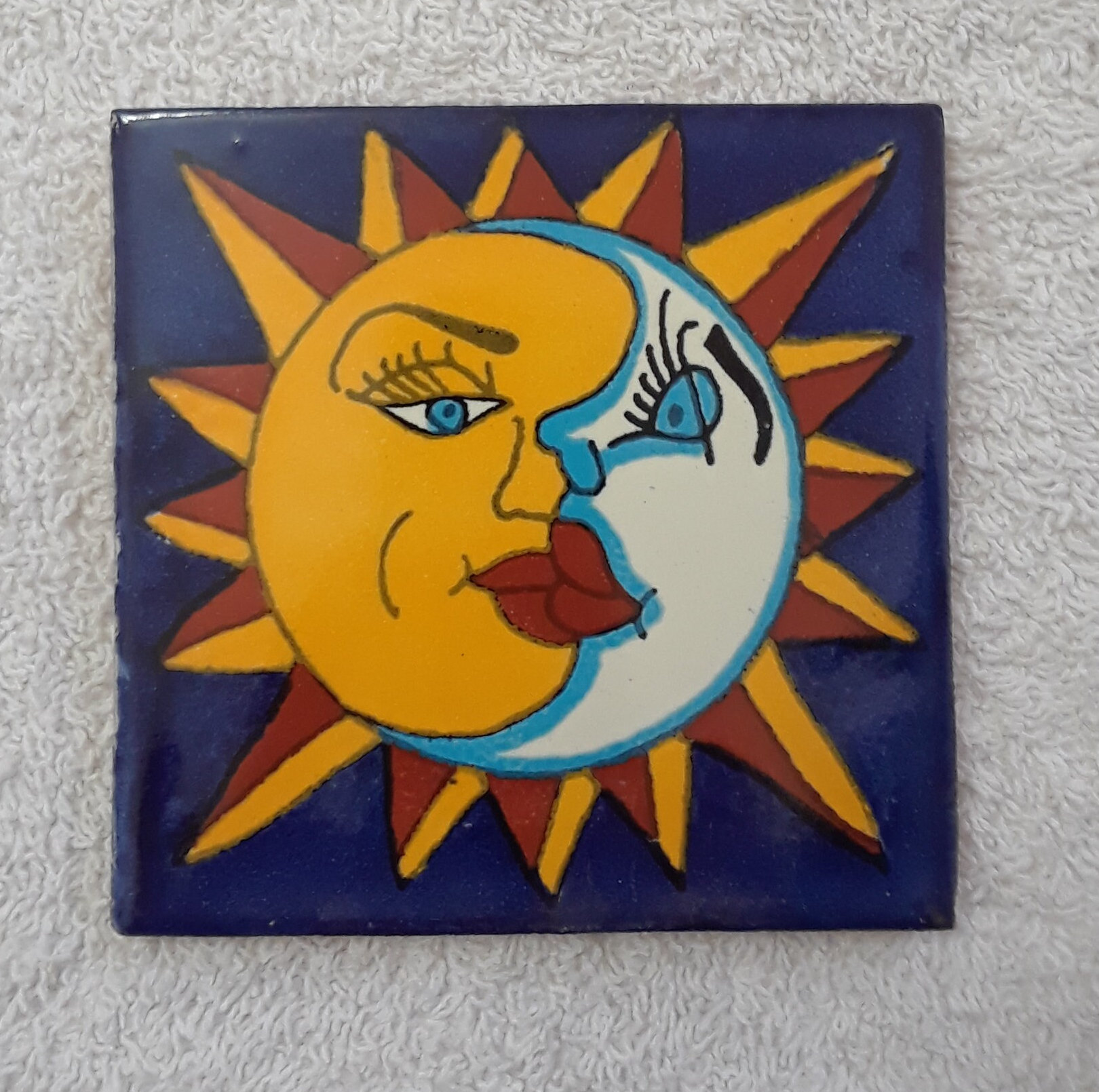 Glossy sun & Moon Mexican Talavera Ceramic Tiles - Etsy