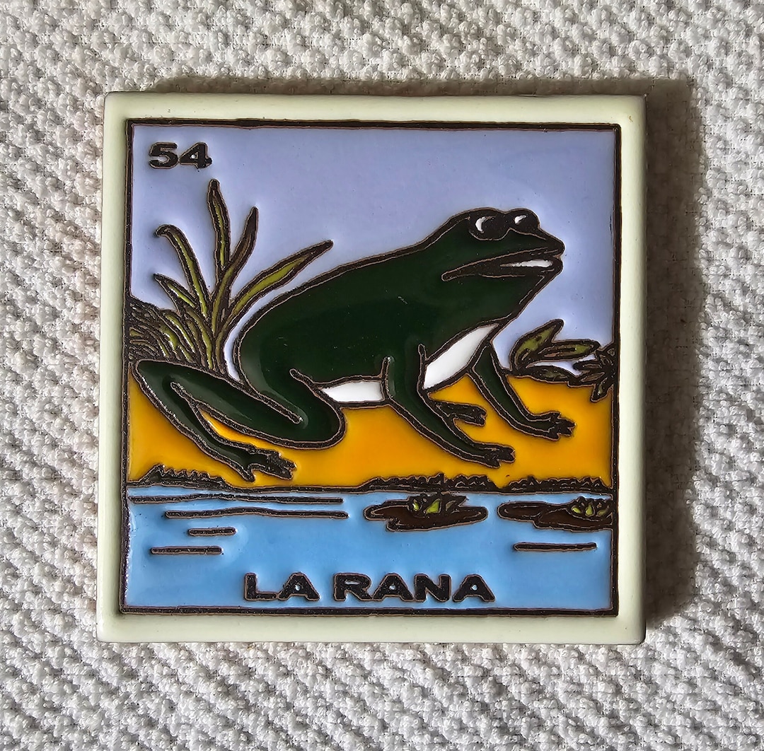 Glossy Raised Texture "la Rana" Loteria Tile Mexican Talavera Ceramic 4 ...