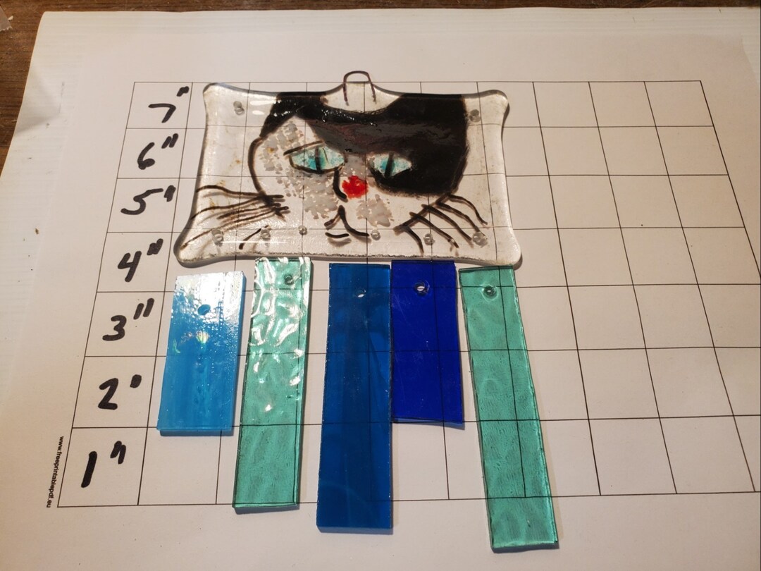 DIY Wind Chime Topper & 5 Pieces of Stained Glass Single Drilled and ...