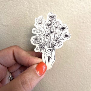 Botanical Line Drawing Vinyl Sticker - Etsy