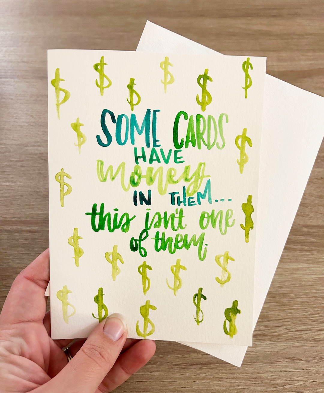 Funny Hand-painted Birthday Card: No Money Card - Etsy