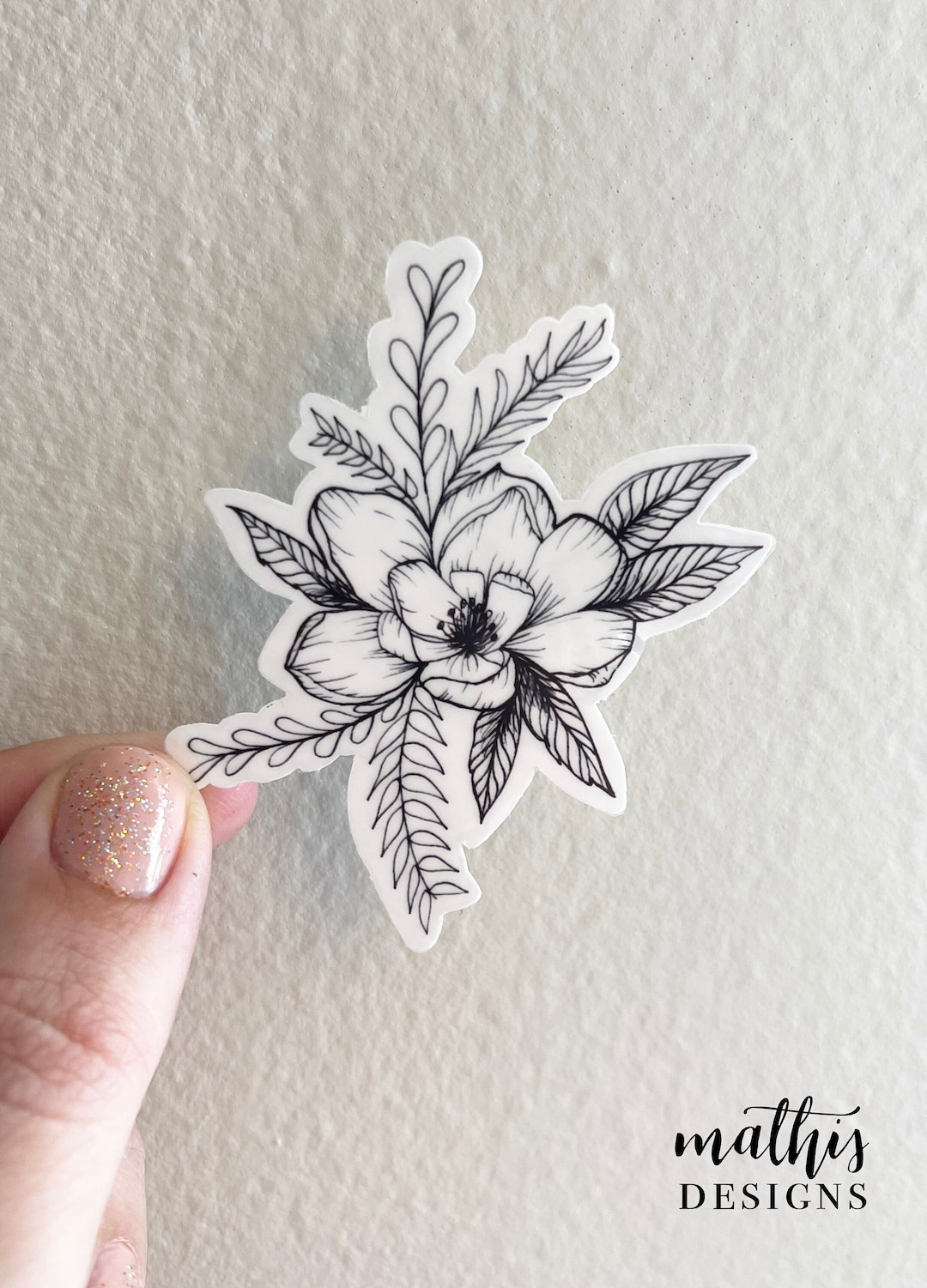 Clear Flower Sticker, Line Drawing Floral Vinyl Decal, Gift - Etsy