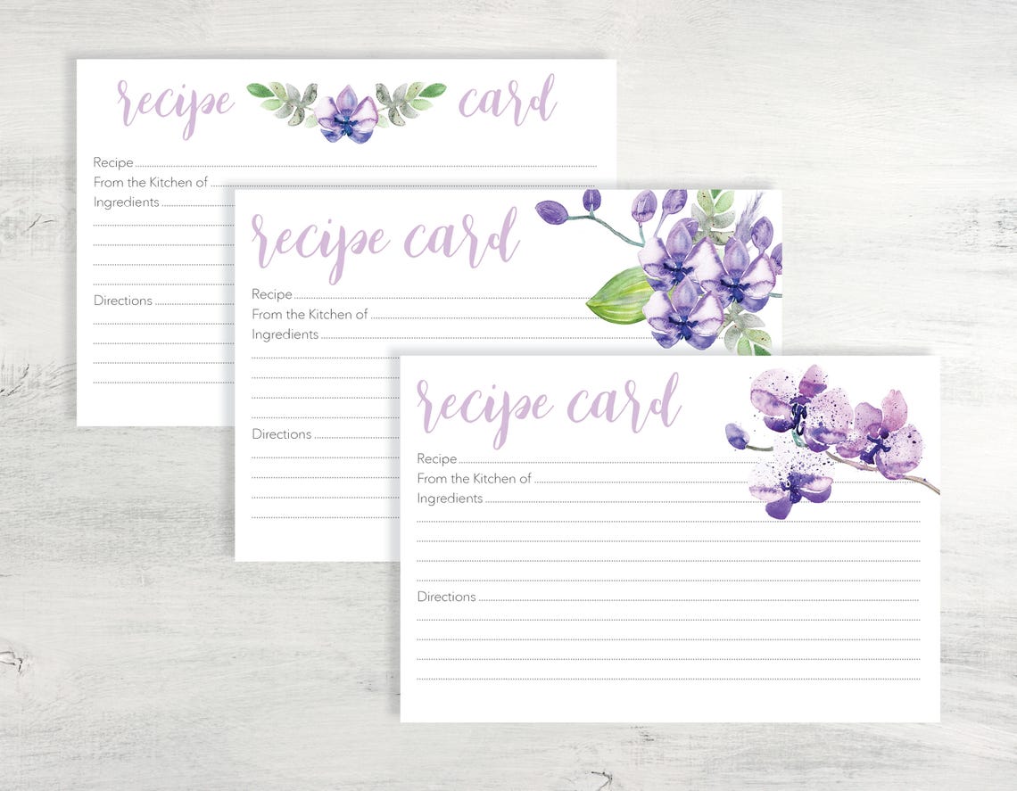 Floral Recipe Card Printable Recipe Card Printable 4x6 | Etsy