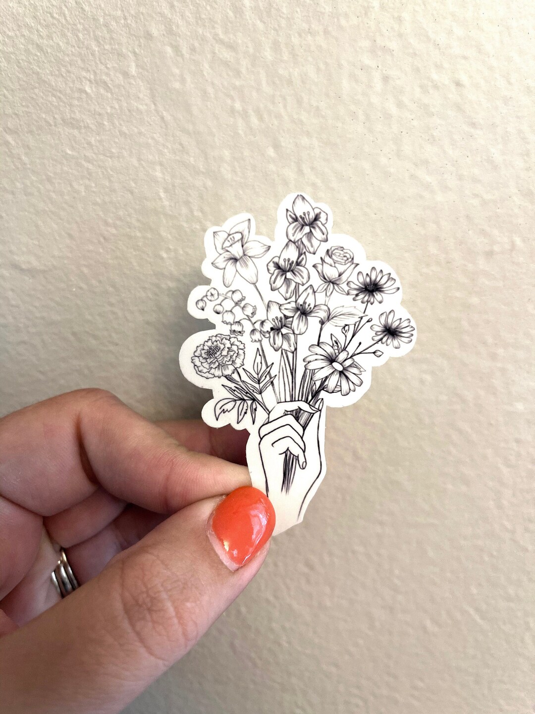 Botanical Line Drawing Vinyl Sticker - Etsy