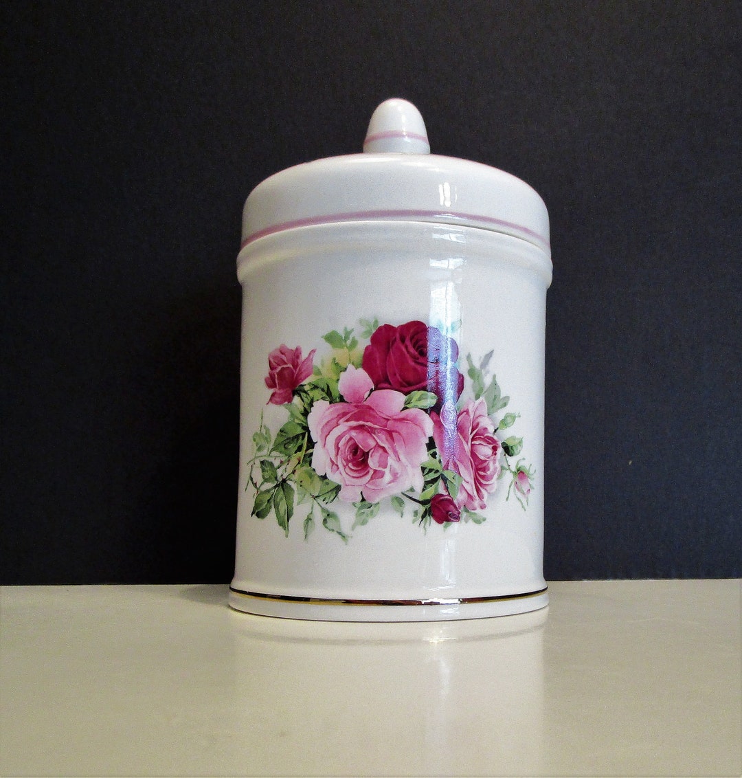 Ceramic Rose Jar, Vanity Jar, Beau Monde Rose Vanity Jar, Romantic Jar ...