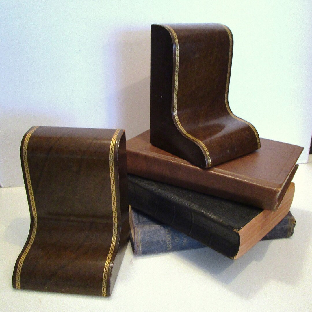 Leather Bookends 1960s, Unique Elsane Product Bookends, Vintage ...