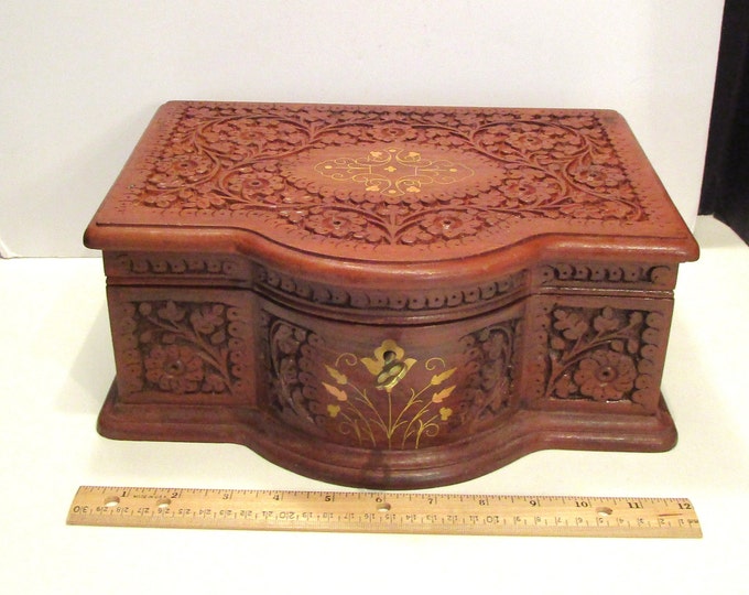 Lockable Teak Wood Jewelry Box With Key, Wood Locked Memory Box ...