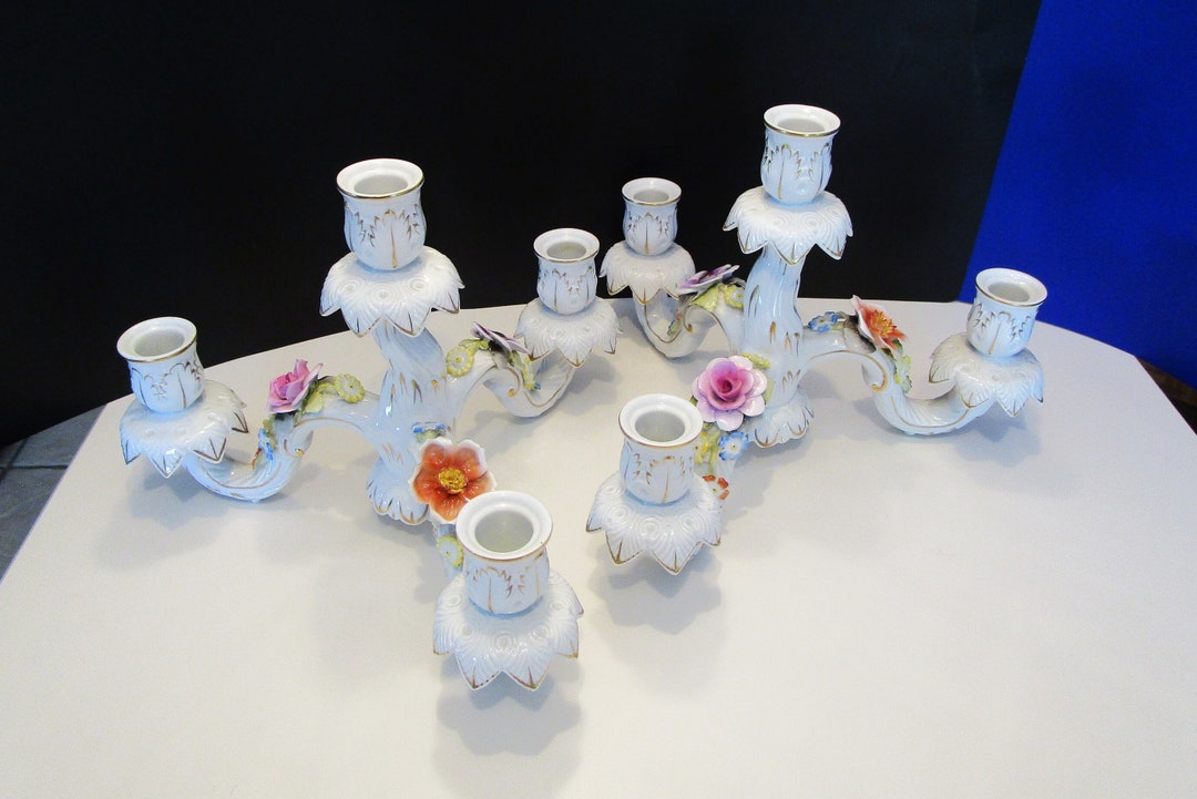 Antique German Porcelain Candelabras, Pair of Antique Porcelain ...