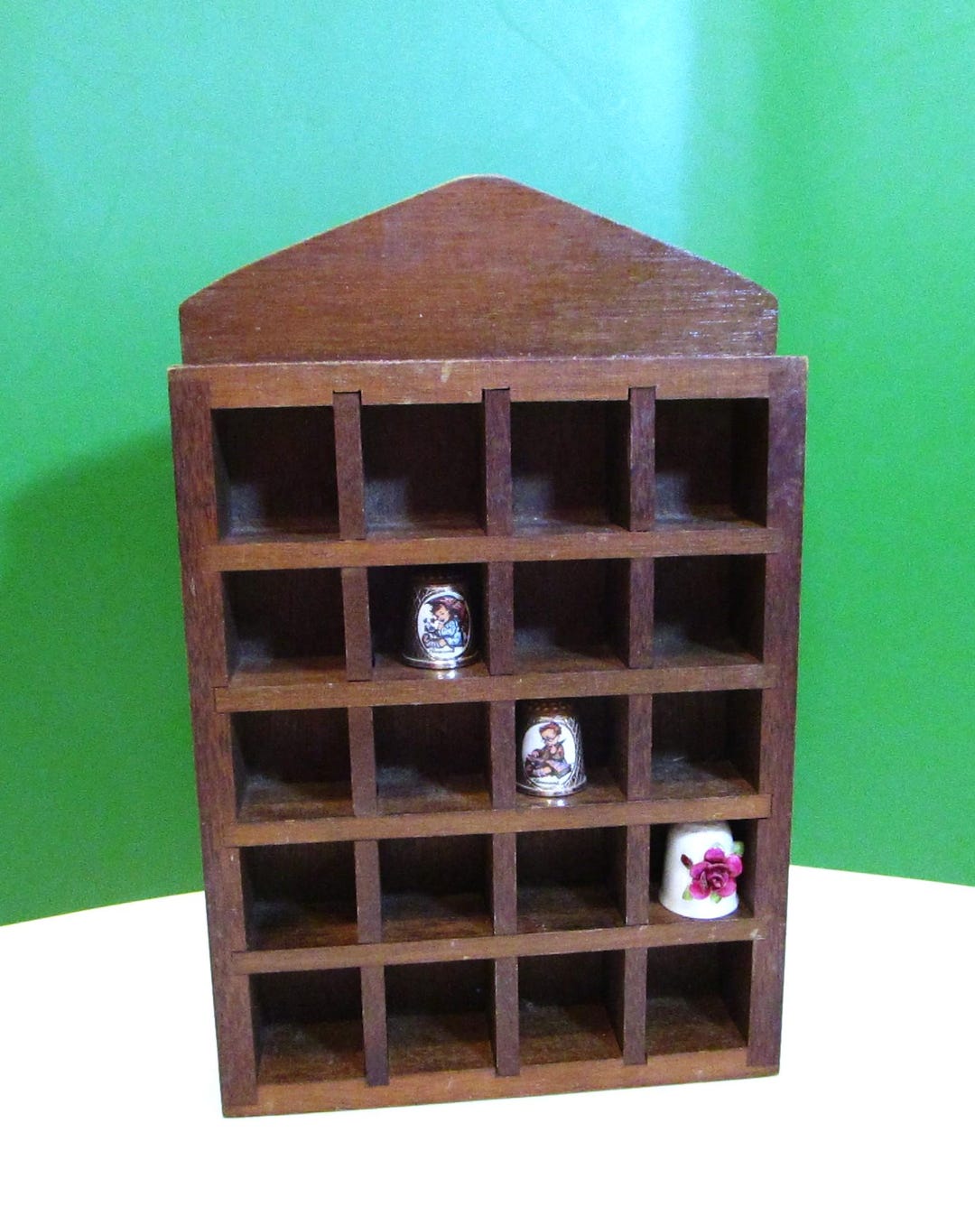Hummel Thimbles Display Shelf, Vintage Wood Shelf With 20 Spaces for ...