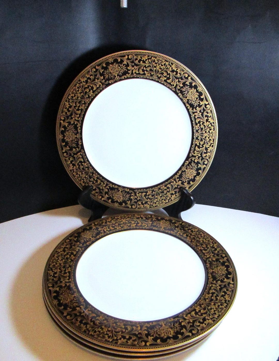 Royal Duchess Dinner Plates: Fine China, Gold Accent - Set of 4 - Etsy
