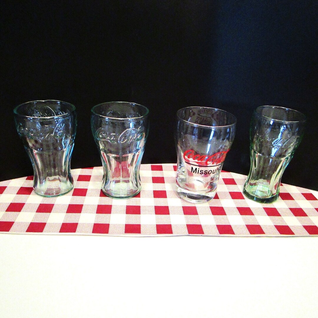 Vintage Coca Cola Green Glasses MINI Set of 4, 3 MINI Coca Cola Juice ...