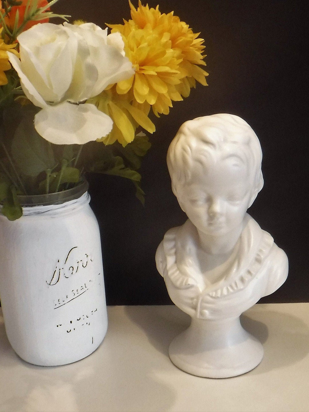 Victorian Boy Bust, Young Boy Head Bust, All White Victorian BOY Bust ...