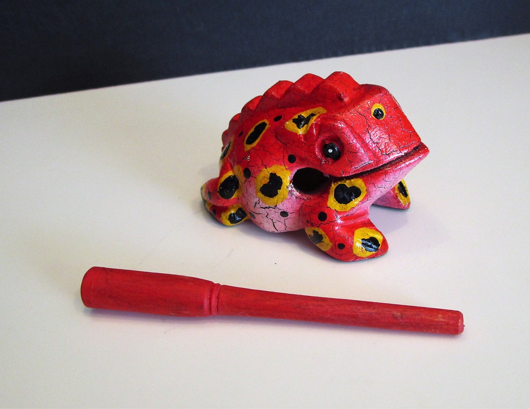 Red Wood Frog Percussion Instrument: Carved Pencil Holder, Thailand - Etsy