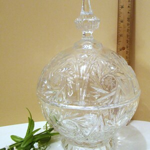 Cut Crystal Covered Dish, Brilliant Crystal Lidded Candy Dish, Large ...