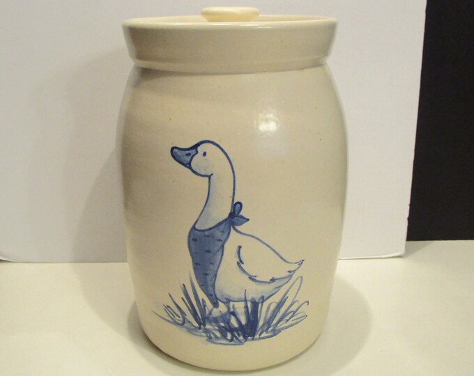 Large Goose Crock Pottery JAR, Vintage Pottery Duck Container Farmhouse ...