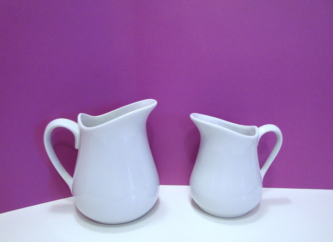 2 Vintage Cordon Bleu Creamers, White Pitchers for Sauce Cream Syrup ...