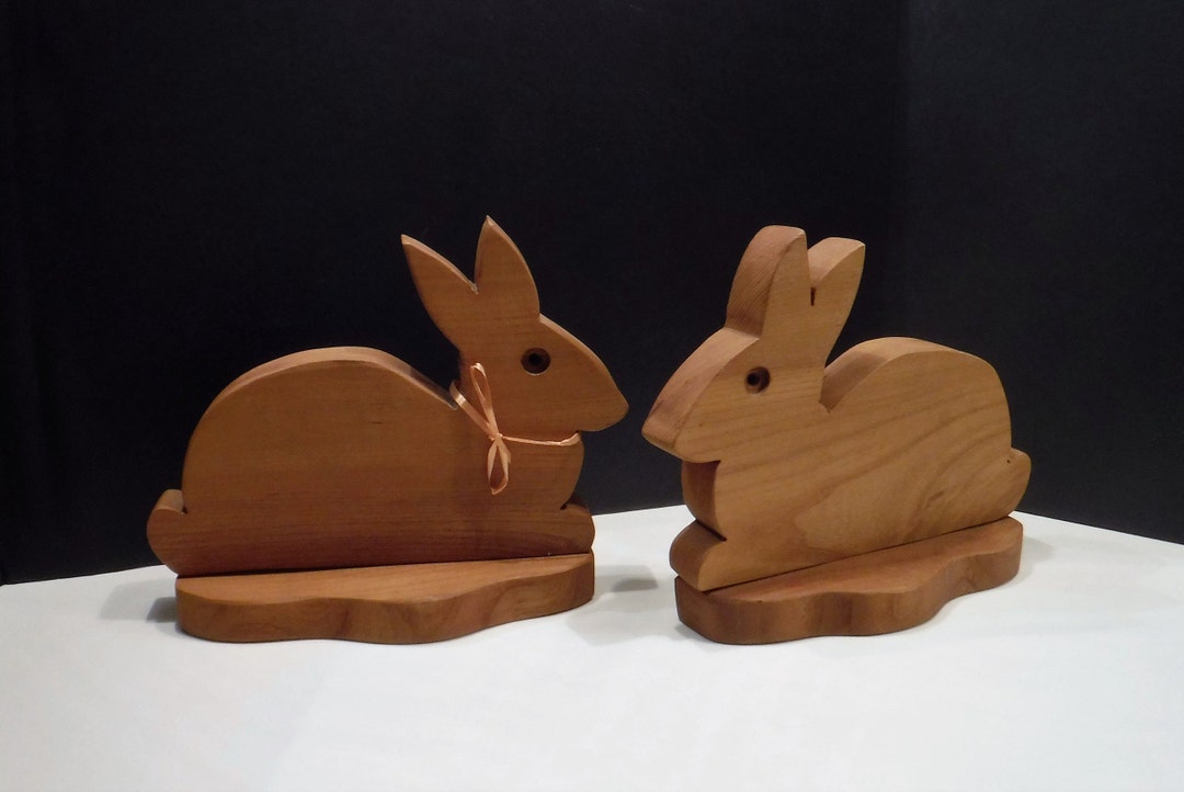 Wood Bunny Bookends, Easter Bunny Bookends, Nursery Decor, Rabbit ...