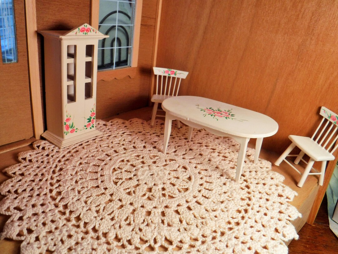 Crochet Rug, Furniture Doily Crochet 9 1/2 Inches Diam, Miniature ...
