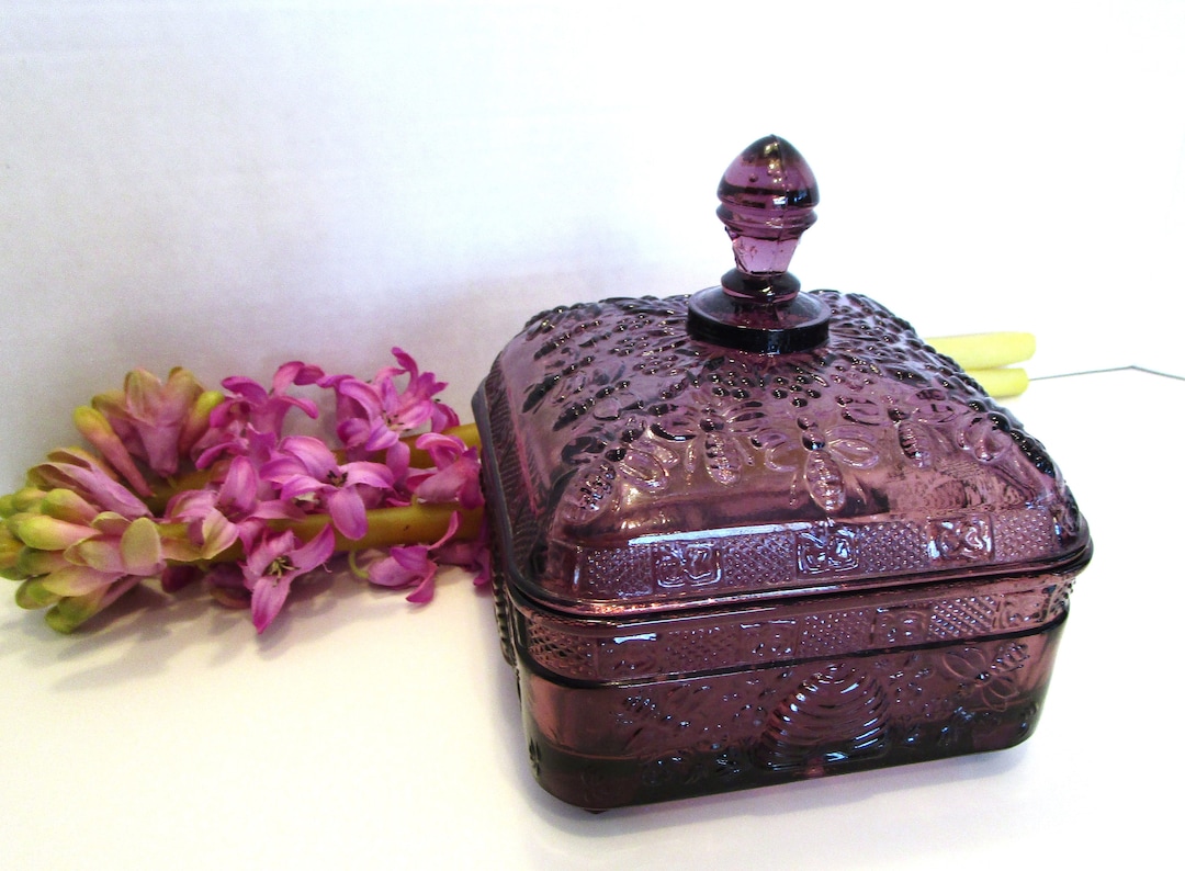 Rare Purple Beehive Trinket Candy Dish, Vintage Tiara Indiana Glass Bee ...