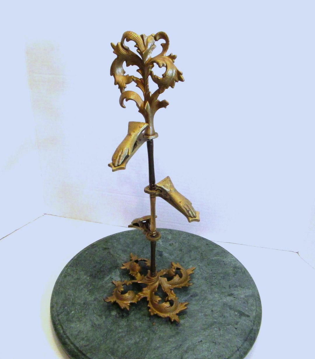 Victorian Style 3 Tier Hands Note Holder Clip, Brass Letter Clip Holder ...