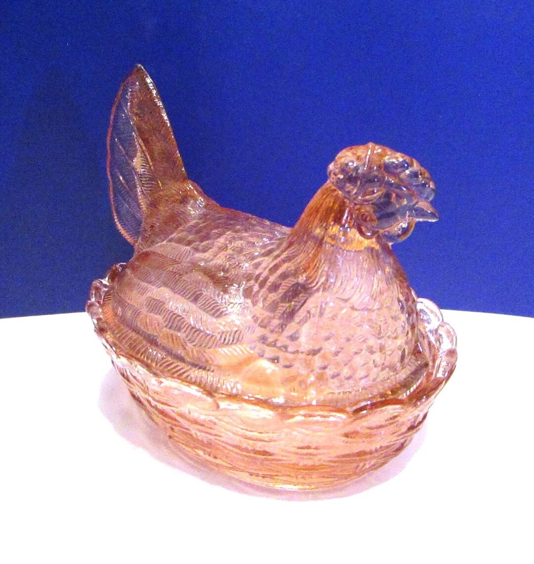 Vintage Pink Glass Hen on Nest, Hen on Nest Covered Dish, Cottagecore ...