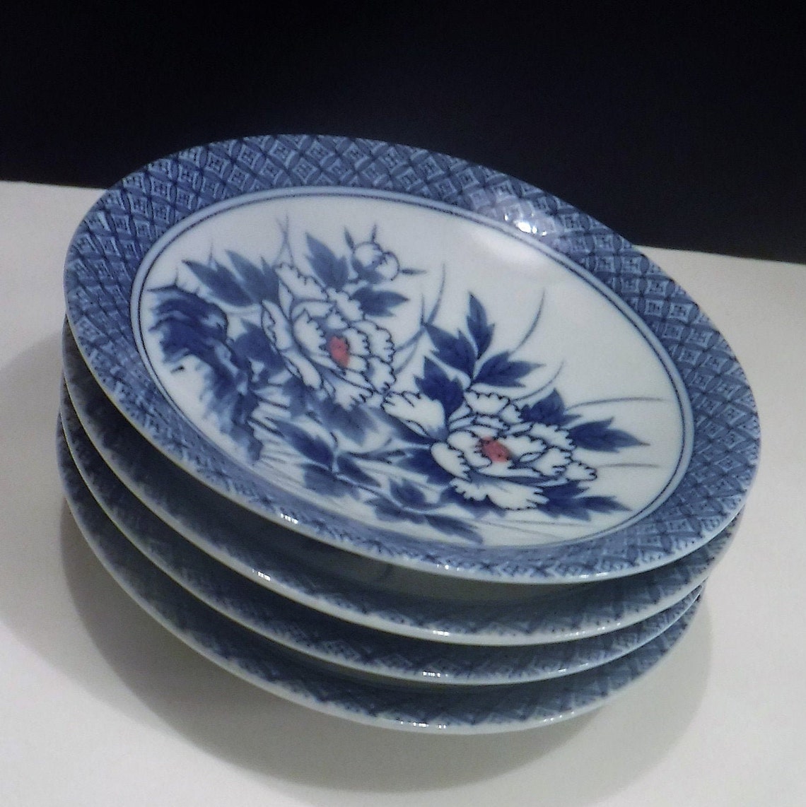 Asian Plates Set of 4 Blue and White Asian Dipping Bowls | Etsy