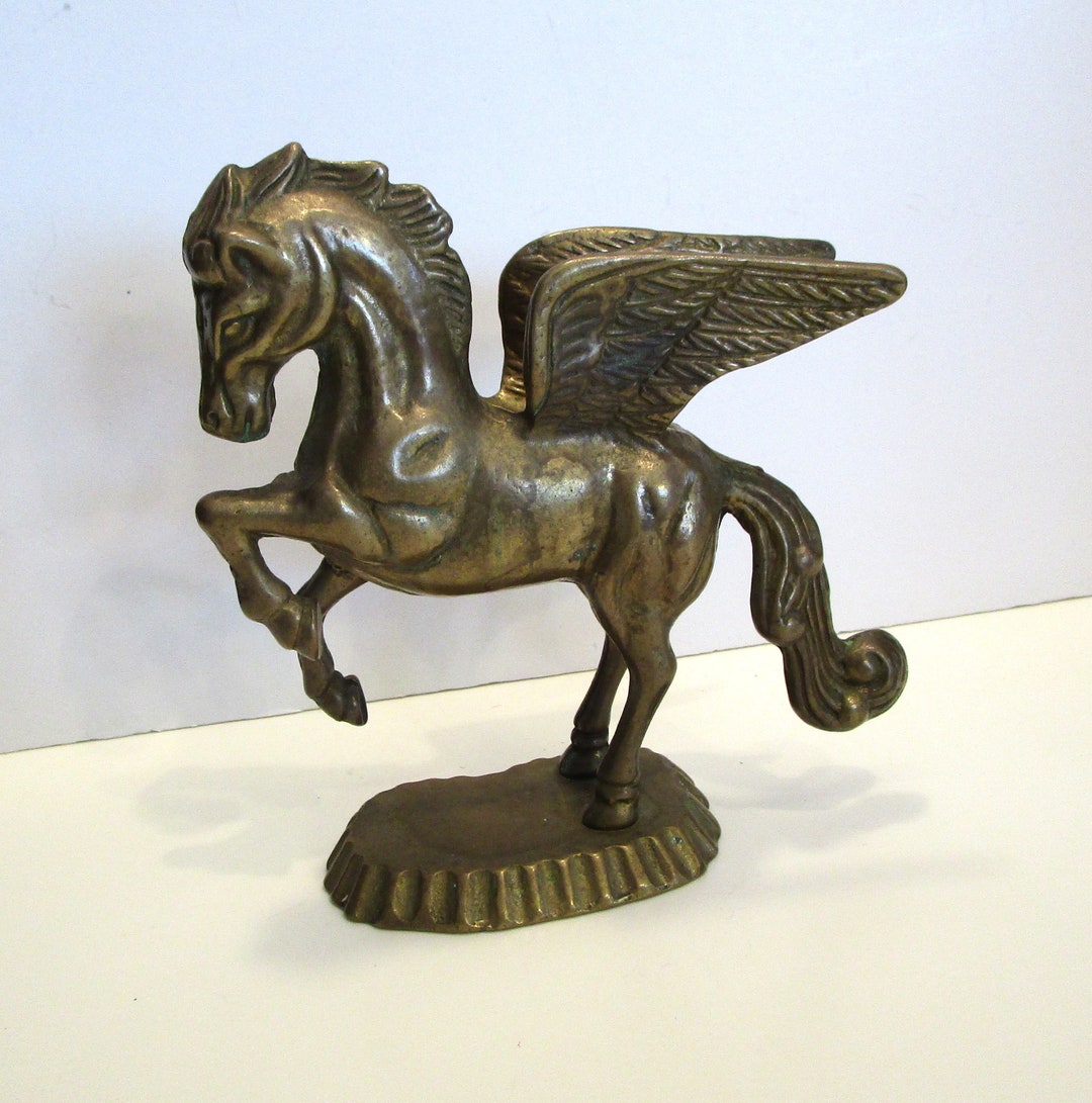 Brass Pegasus Figure 6 1/2 In. Tall, Brass Pegasus Rearing Figurine ...